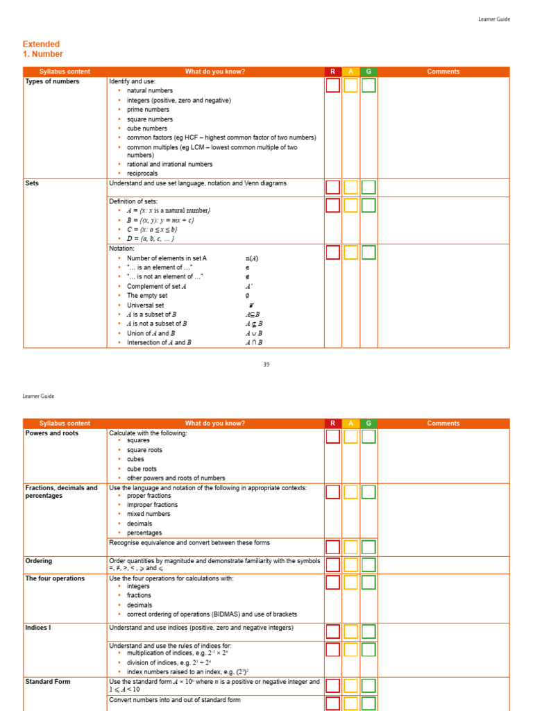 Learner Guide IGCSE | PDF | Numbers | Mathematics