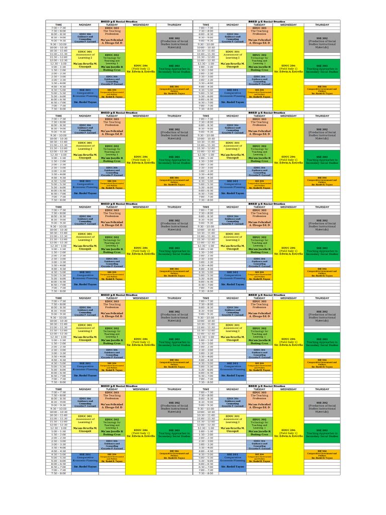 Bsed 3e Id Sched | PDF