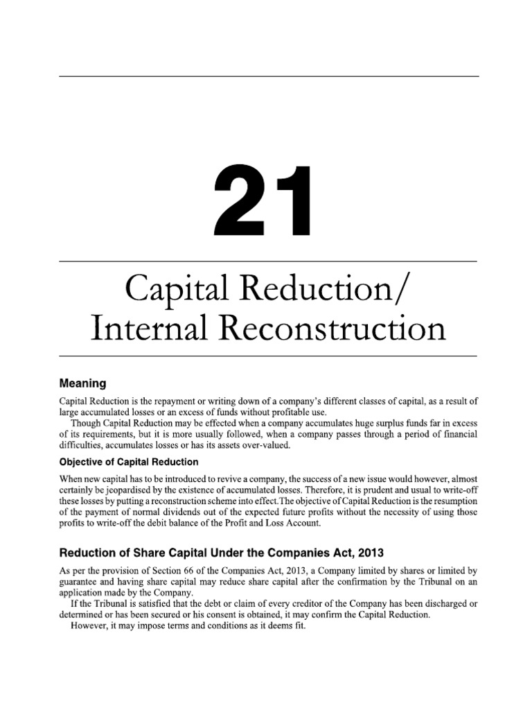 Capital Reduction and Internal Reconstruction | PDF