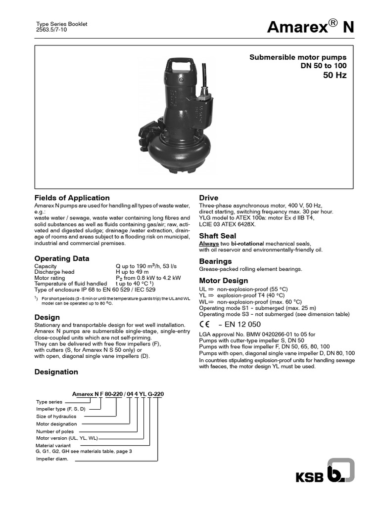 Amarex N - 2563.5 - 7-10 Pump Catalogue Booklet 50 HZ | PDF | Pump | Power Inverter