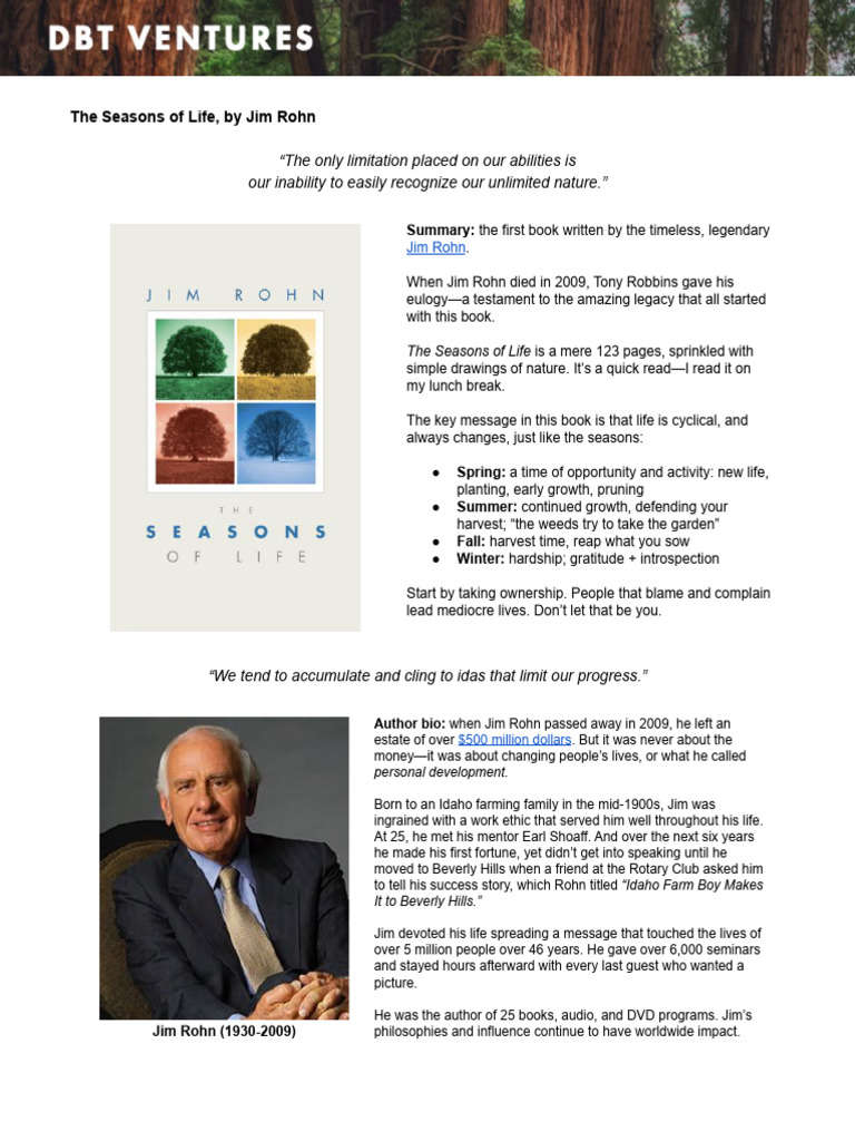 The Season of Life - Jim Rohn | PDF | Psychological Concepts | Psychology