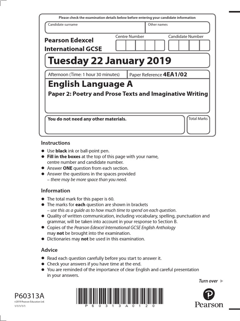 Exam Guide: Edexcel IGCSE English Paper | PDF