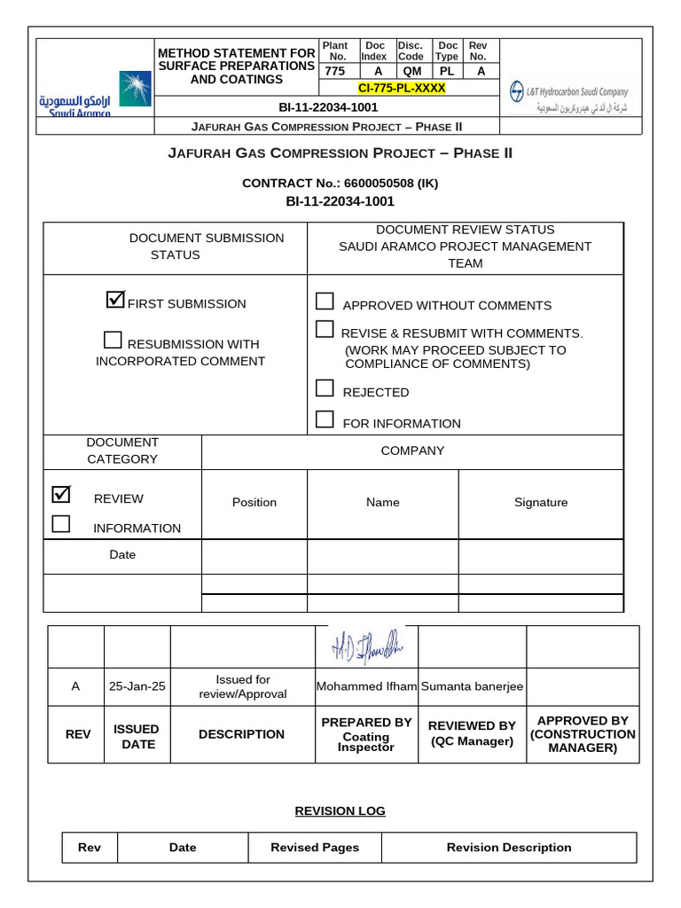 Surface Preparation & Coatings Method Statement | PDF | Natural Gas ...