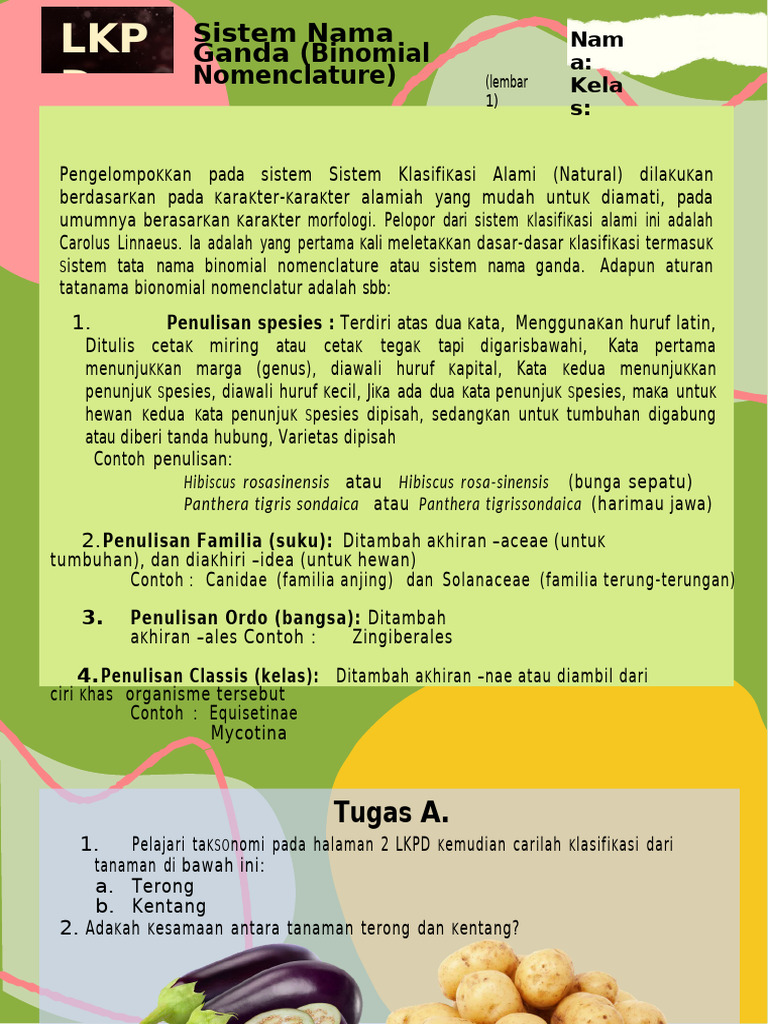 LKPD BINOMIAL NOMENKLATUR | PDF