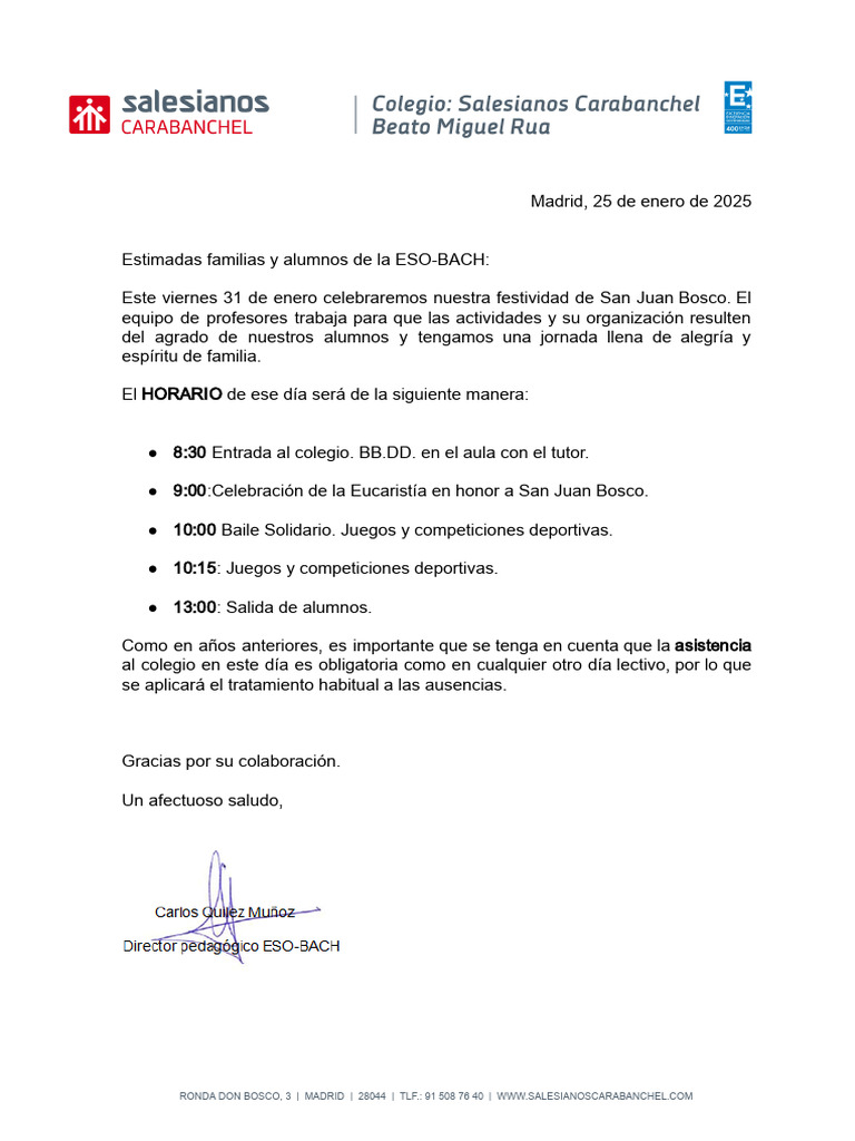 20250127Celebración San Juan Bosco | PDF