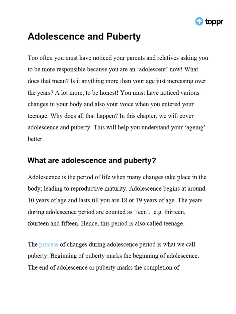 Understanding Adolescence & Puberty | PDF | Menstrual Cycle | Endocrine System