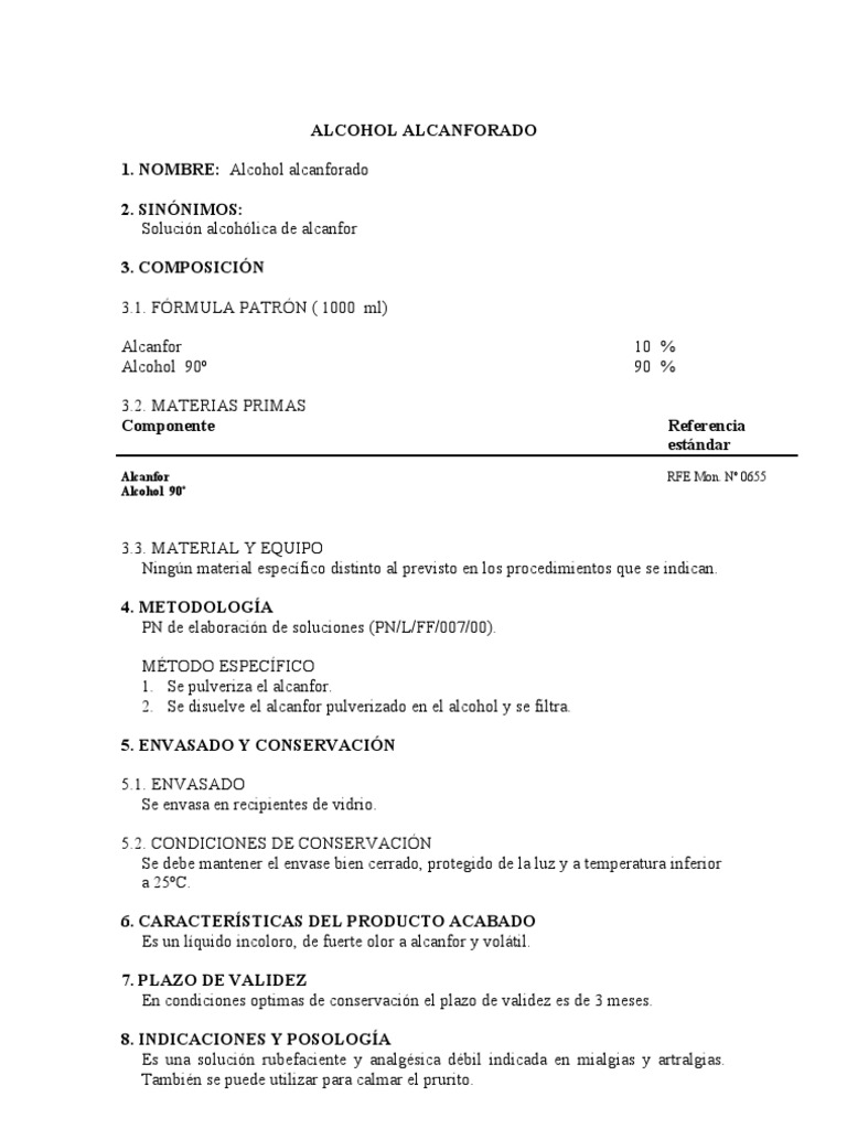 Alcohol Alcanforado | PDF | Medicamentos con receta | Especialidades ...