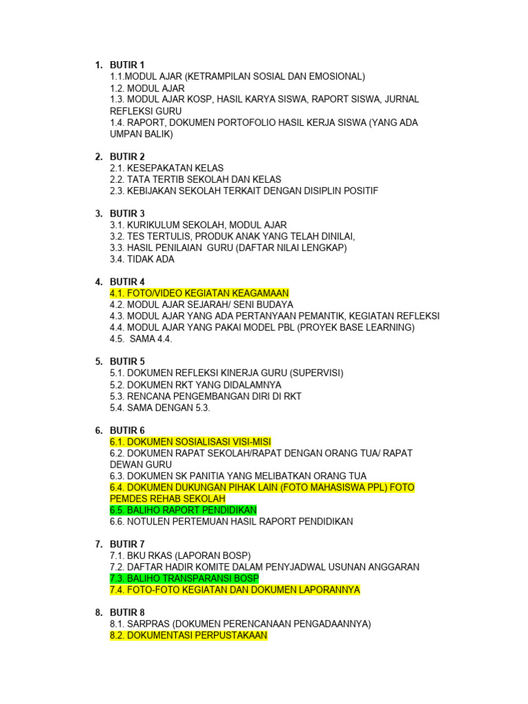 Rekapan Dokumen Akreditasi Yang Harus Disiapkan | PDF