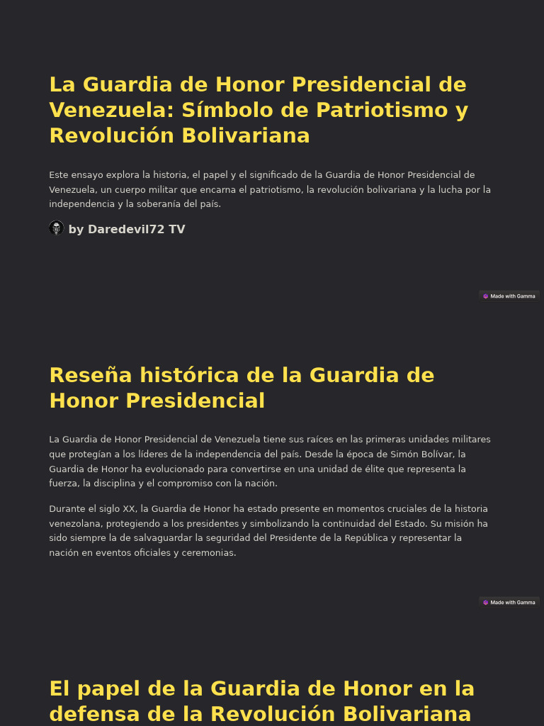 Guardia de Honor: Símbolo de Venezuela | PDF | Venezuela | Hugo Chavez