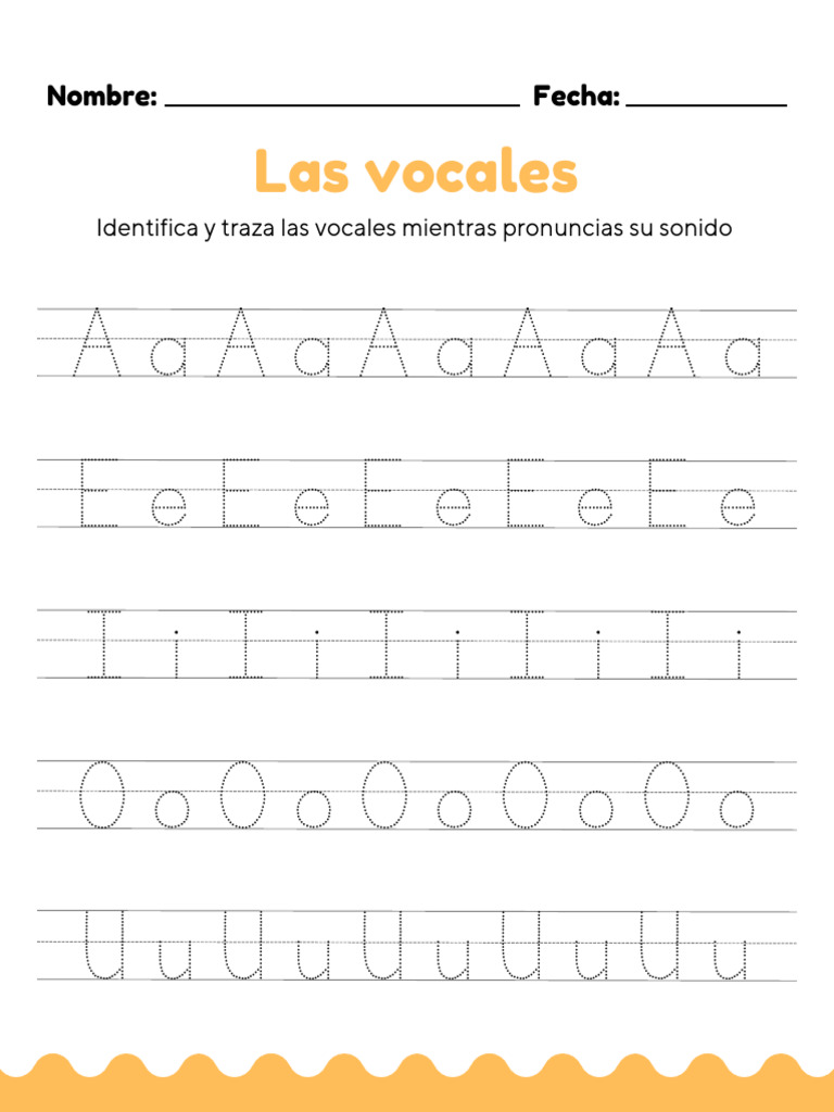Hoja de Trabajo Las Vocales Simple Amarillo PDF | PDF