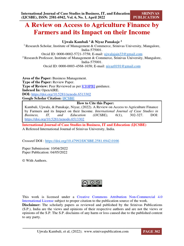 A Review On Access To Agriculture Financ | PDF | Smallholding | Agriculture