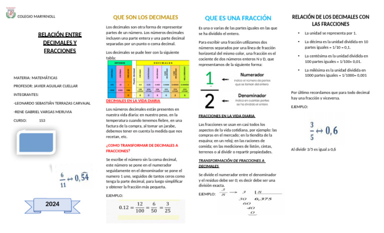 Triptico 1 | PDF | Decimal | Lexicología