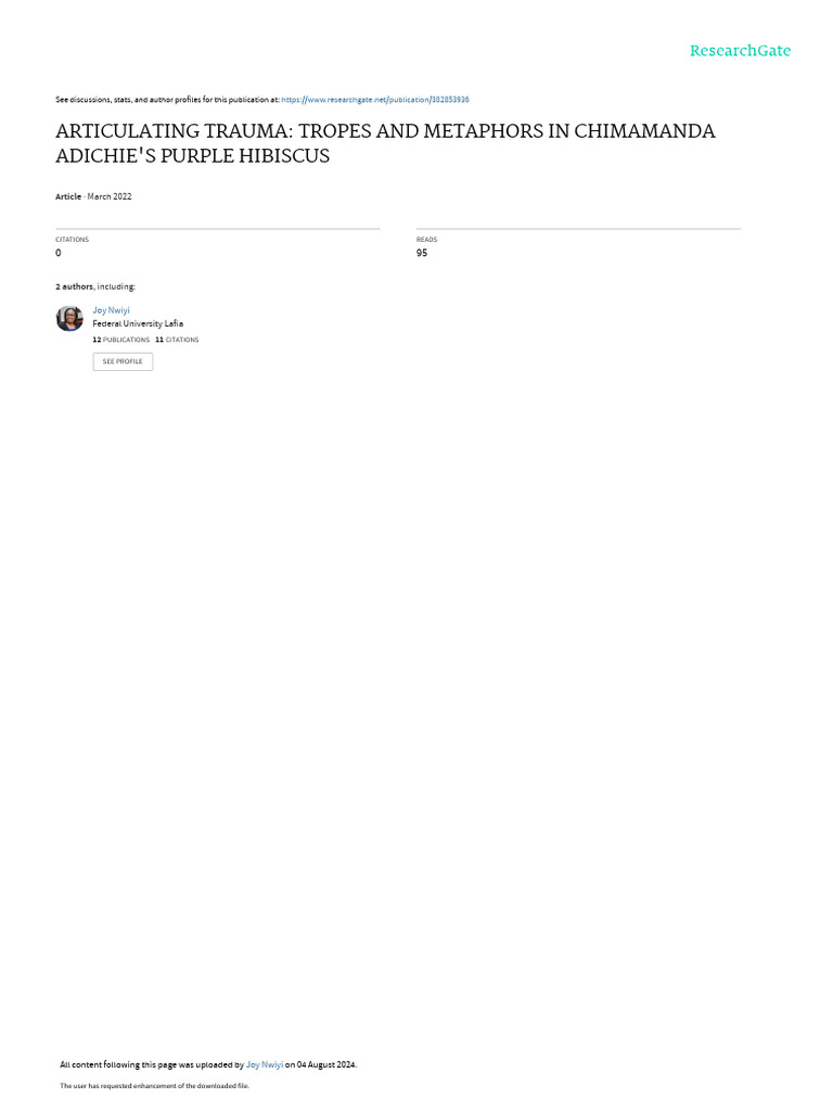 Edache NwiyiPublishedinDujel | PDF | Psychological Trauma | Postcolonialism