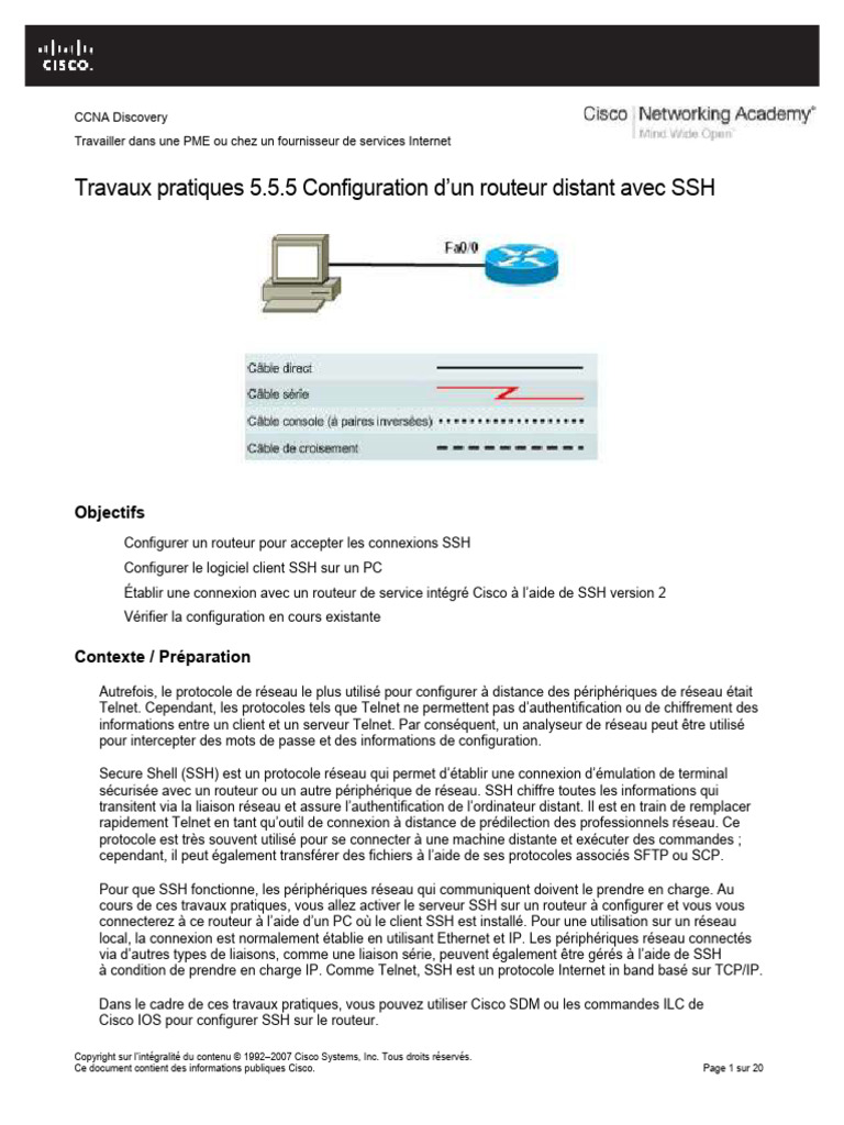 Exemple 0248 Configuration Routeur Cisco SSH | PDF | Enveloppe de ...