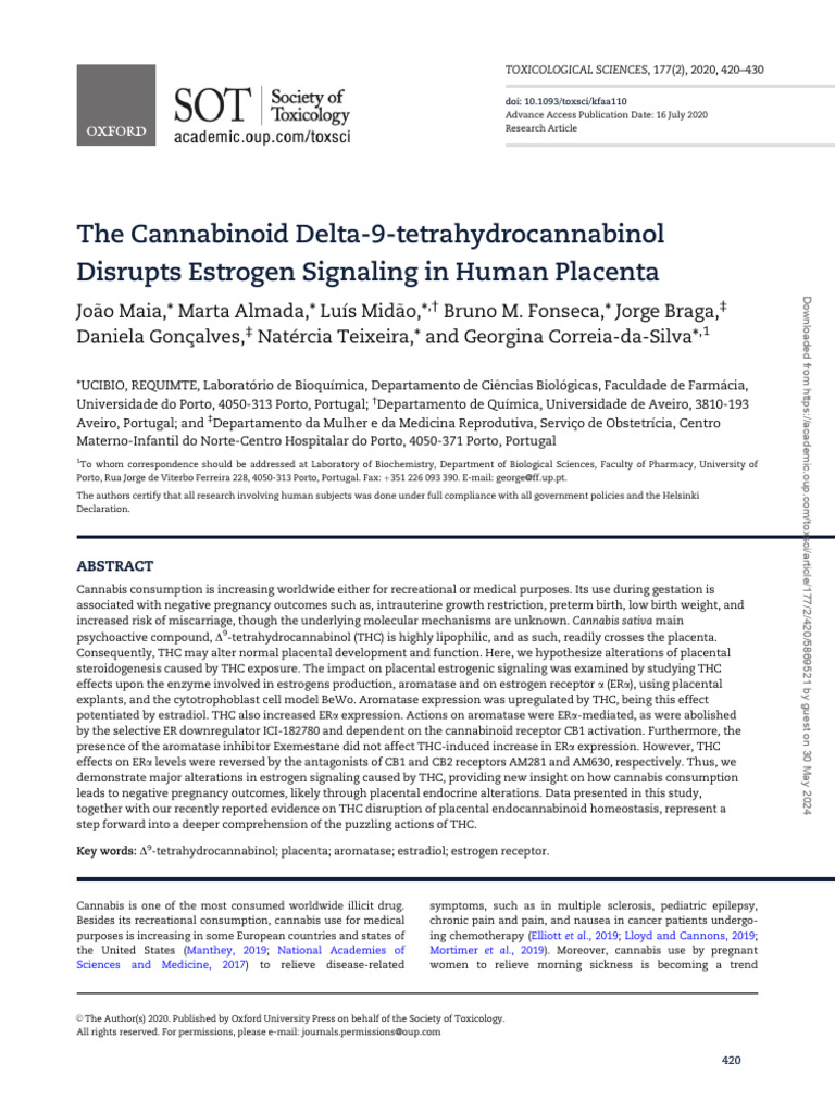 The Cannabidiol 9-thc Disrupts Estradiol | PDF | Tetrahydrocannabinol | Reverse Transcription ...