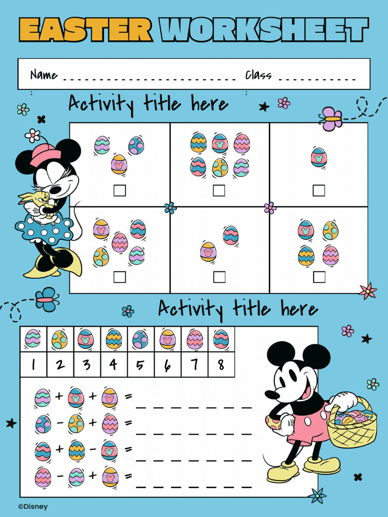 Freepik Mickey Minnie Mouse Easter Math Worksheet 202501081032190Tw8 | PDF