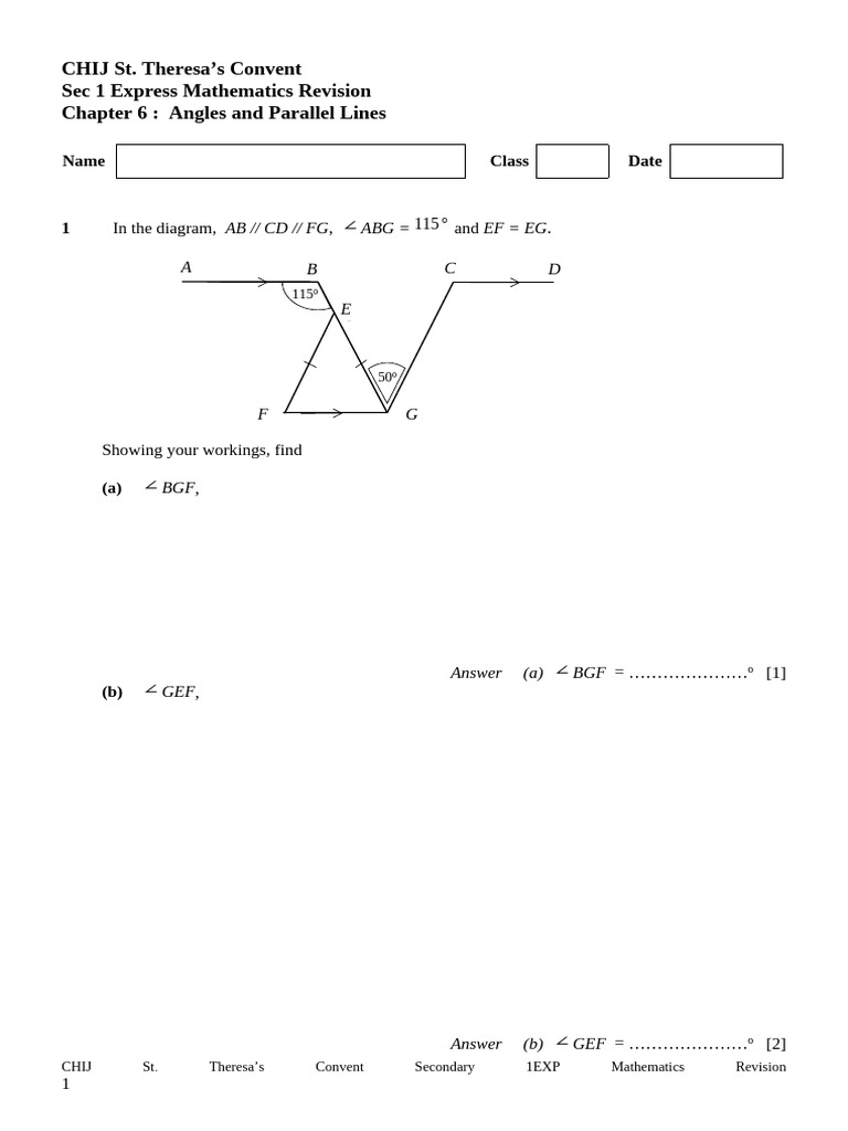 Angles and Parallel Lines (2015-2019) | PDF | Euclid | Euclidean Plane Geometry