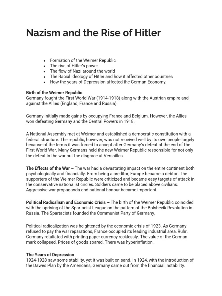 Hitler's Rise and Nazi Ideology Explained | PDF | Weimar Republic ...