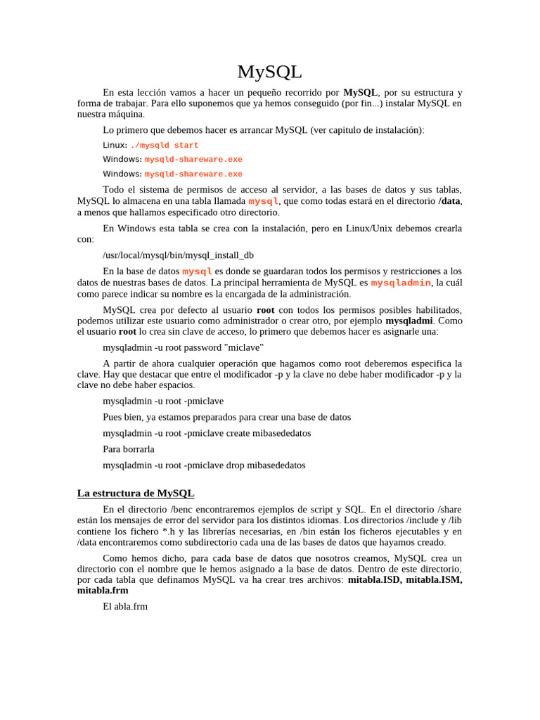 Introducción A MySQL | PDF | Mi sql | Archivo de computadora