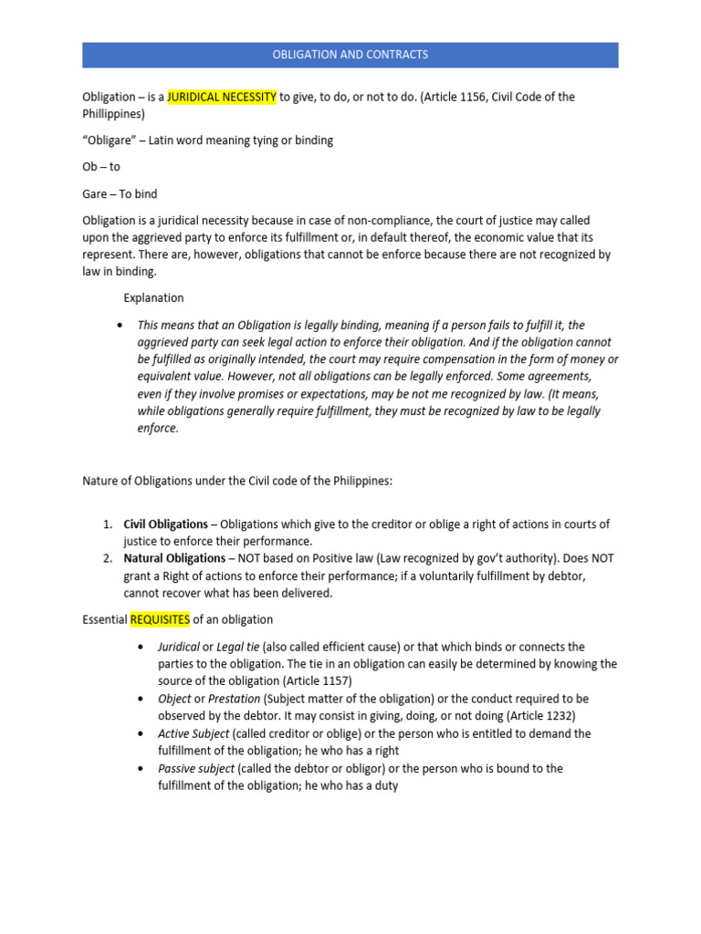 oblicon | PDF | Law Of Obligations | Negligence