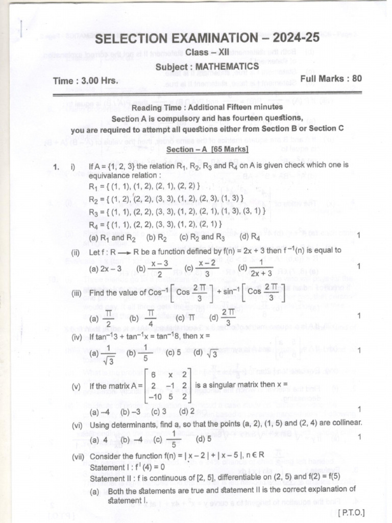 Mathematics Paper | PDF