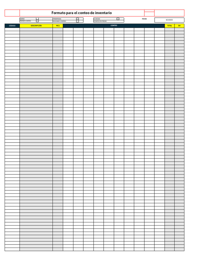 Formato de Conteo de Inventario | PDF