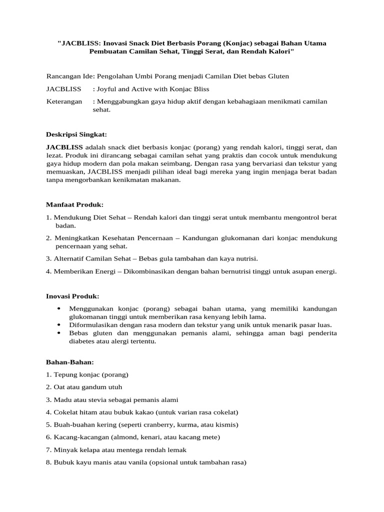 Rancangan Ide Jacbliss PKM-K | PDF