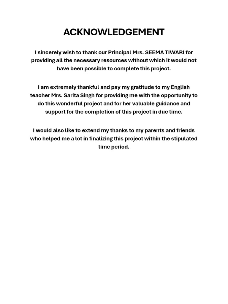 Project Acknowledgement Note | PDF