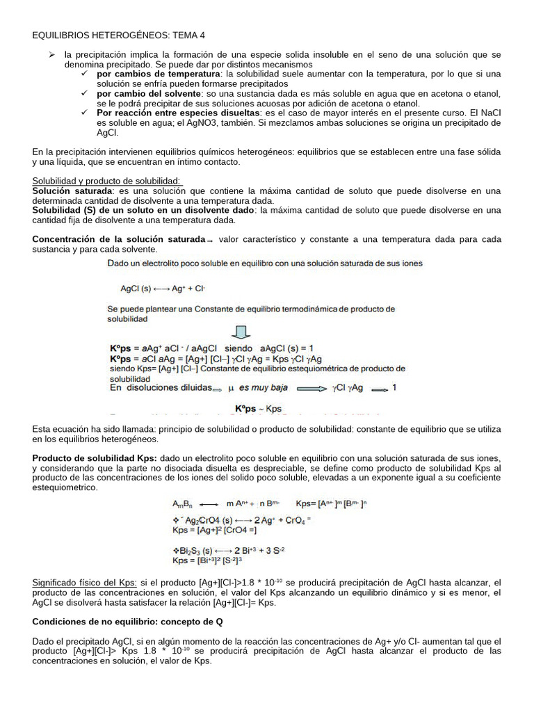 Tema 4 | PDF | Solubilidad | Precipitación (Química)