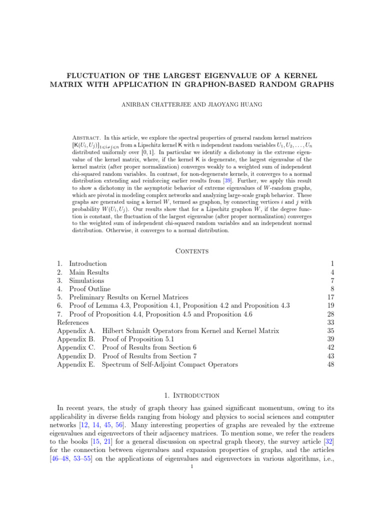 Chatterjee and Huang - 2024 - Fluctuation of the Largest Eigenvalue of a Kernel Matrix with ...