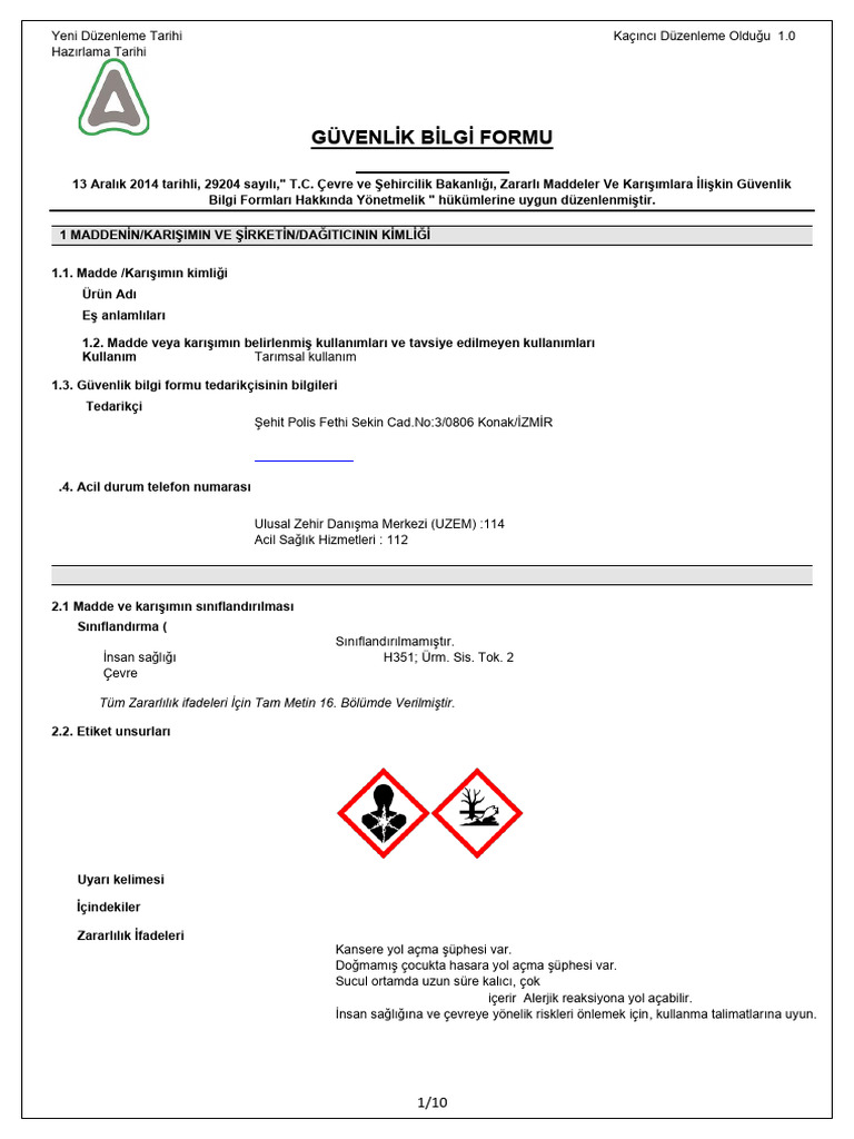 Yabanci Ot Ilaci Madurez Sds | PDF