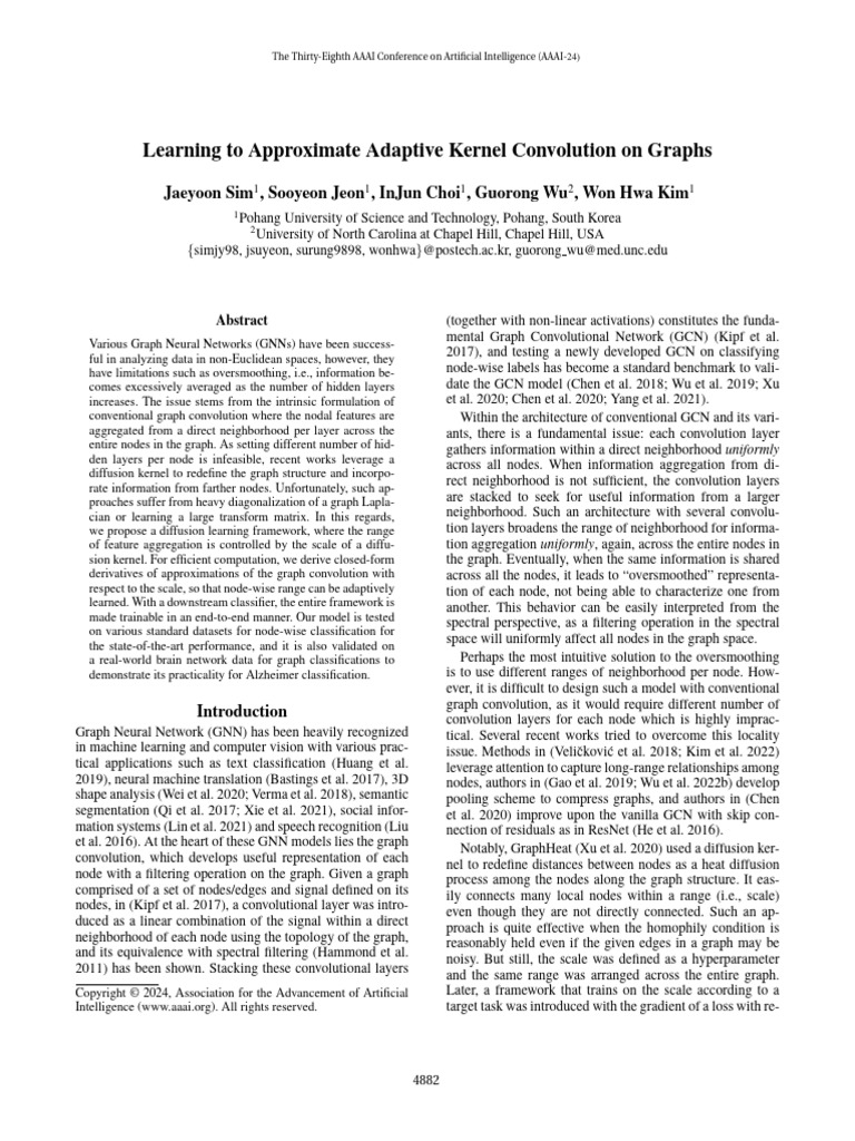 Sim Et Al. - 2024 - Learning To Approximate Adaptive Kernel Convolution On Graphs | PDF ...