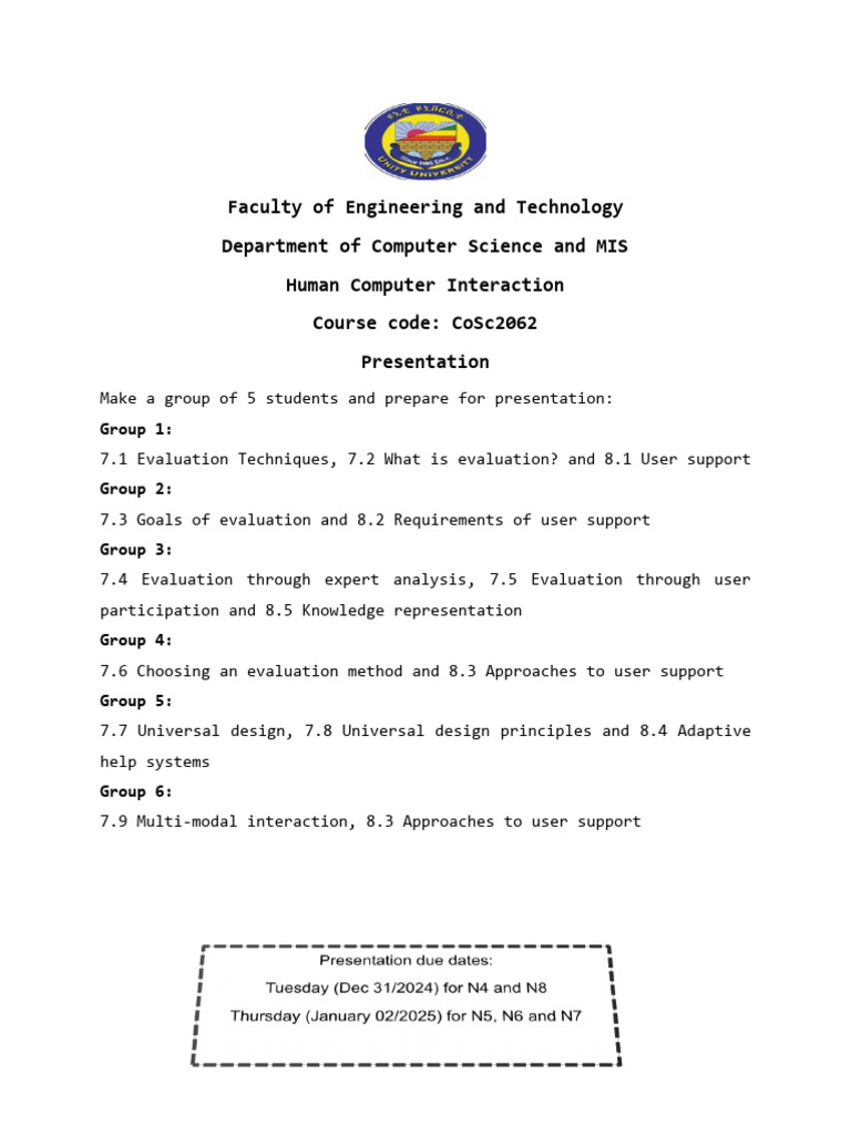HCI Evaluation & User Support Prep | PDF