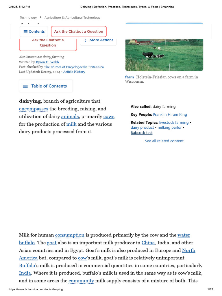 Dairying: Practices and Techniques Explained | PDF | Milk | Dairy Cattle