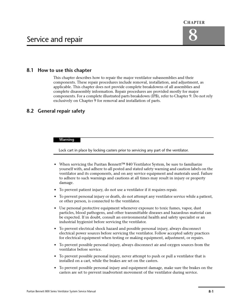 840 Rev K Service Manual Chapter 8 Service and Repair | PDF | Electrostatic Discharge ...