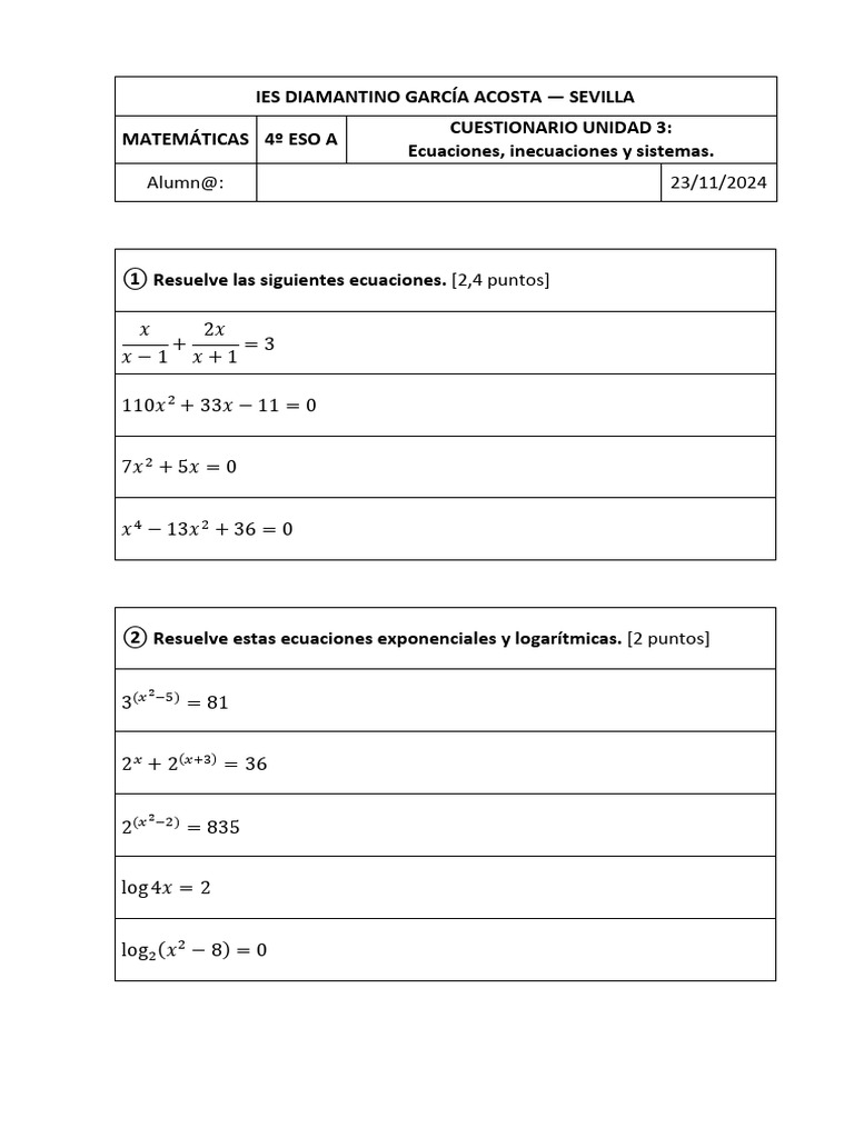 4ºA-03 · Ecuaciones | PDF