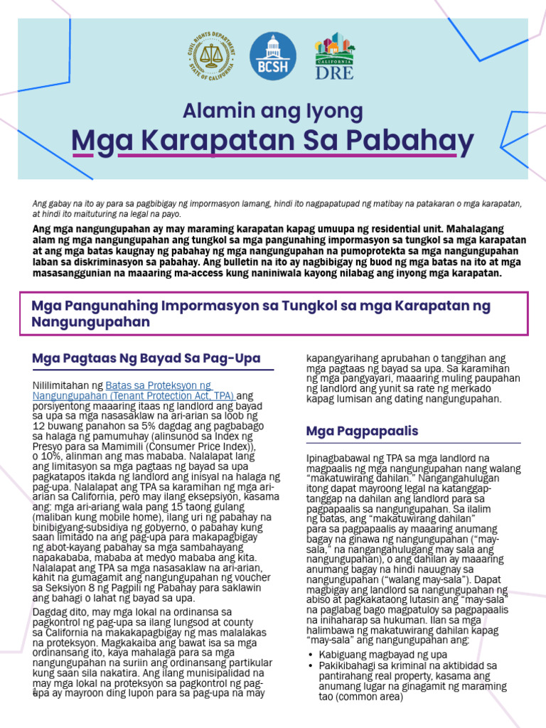 Know Your Housing Rights - Fact Sheet - TG | PDF