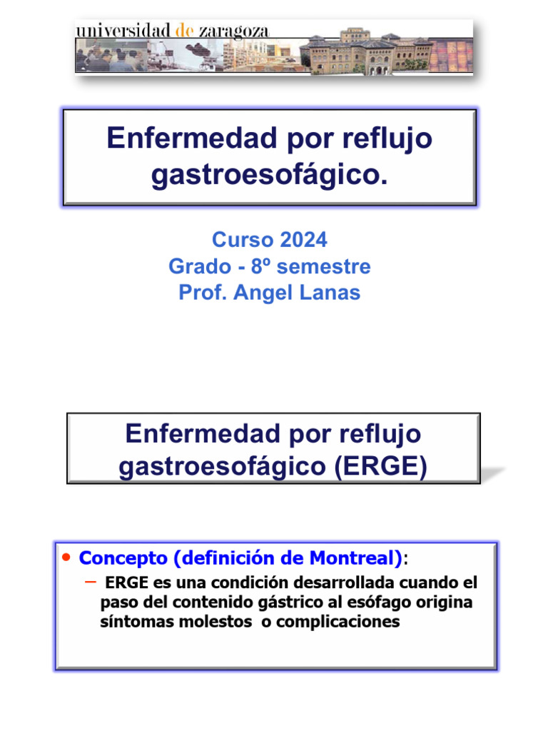 Tema 1 ERGE-GRADO 2024 | PDF | La enfermedad por reflujo gastroesofágico | Gastroenterología