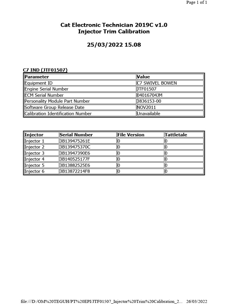 Injector Trim Calibration | PDF