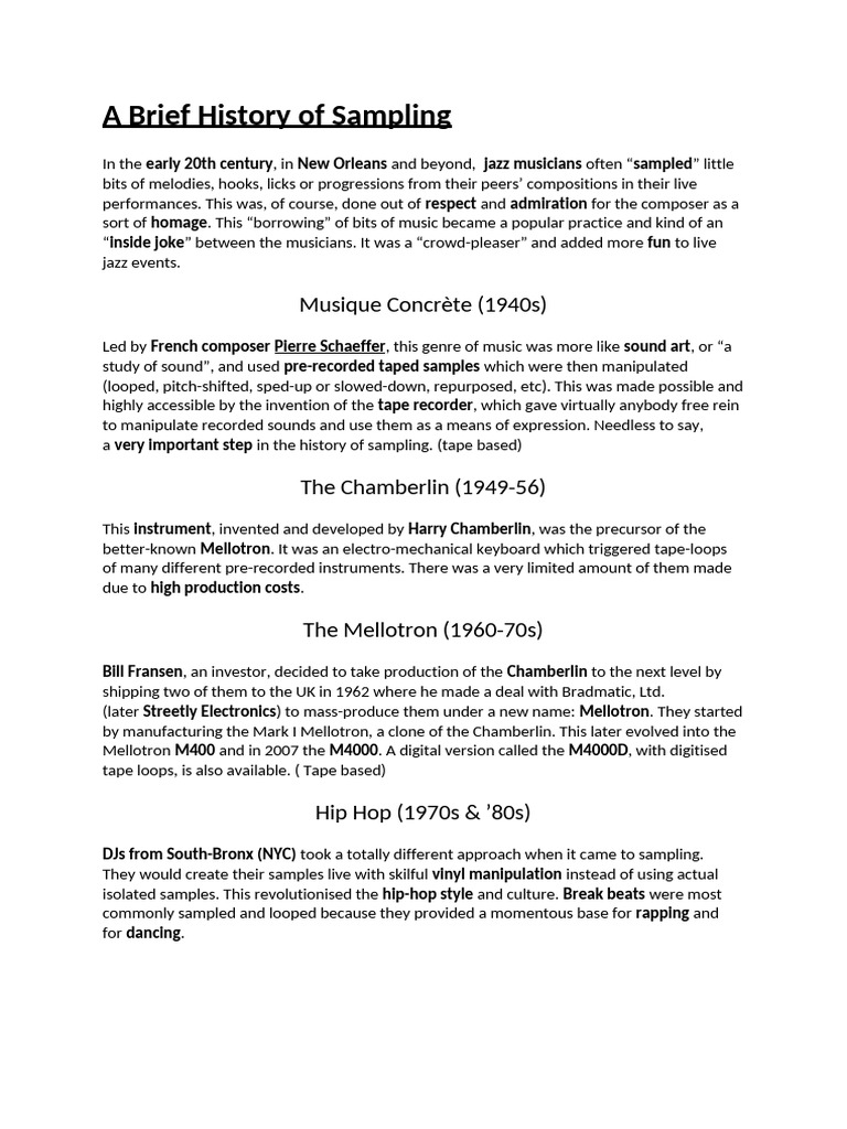 Evolution of Music Sampling History | PDF | Music Production ...