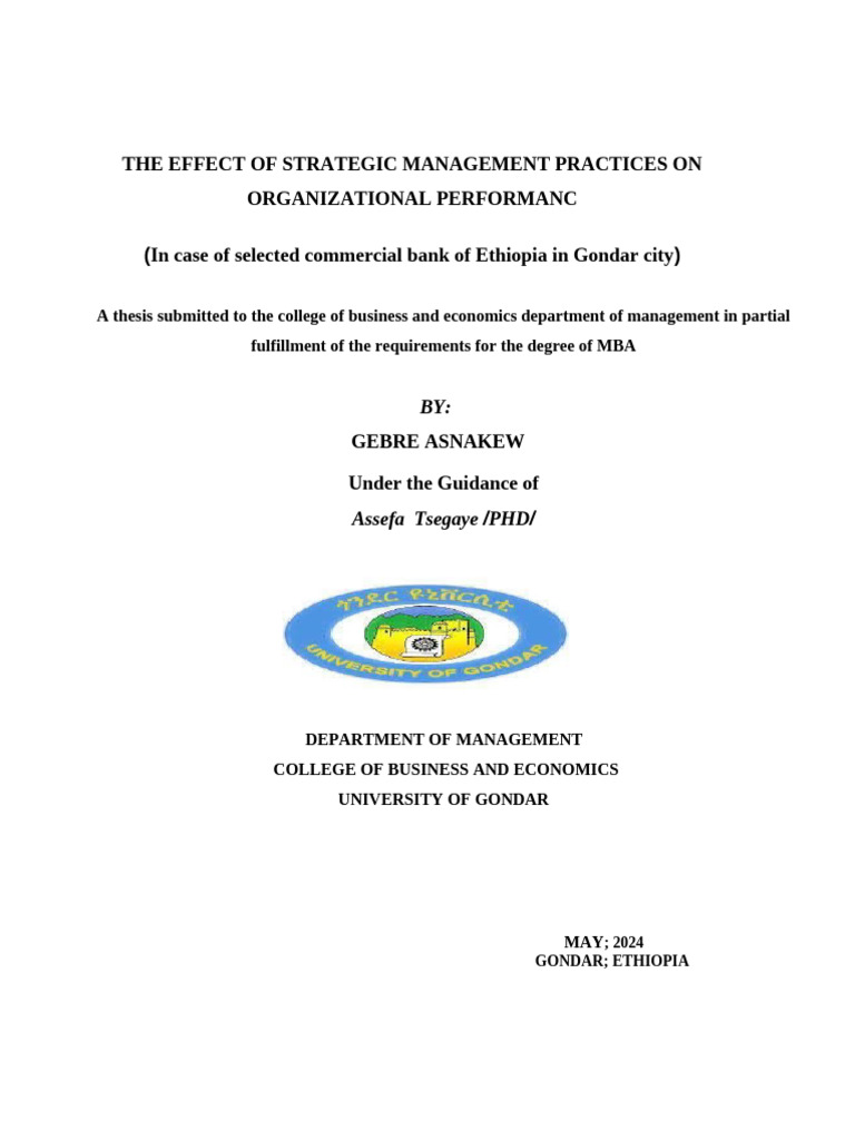 Gebre Final Res | PDF | Strategic Management | Strategic Planning
