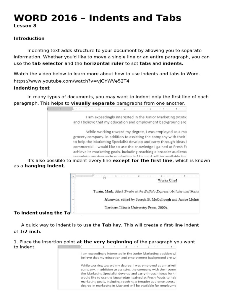 Understanding Indents and Tabs in Word | PDF | Paragraph | Text