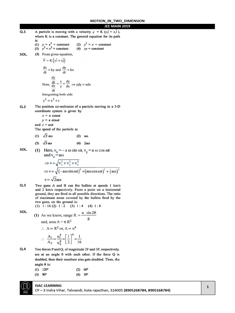 Motion in Two Dimension | PDF