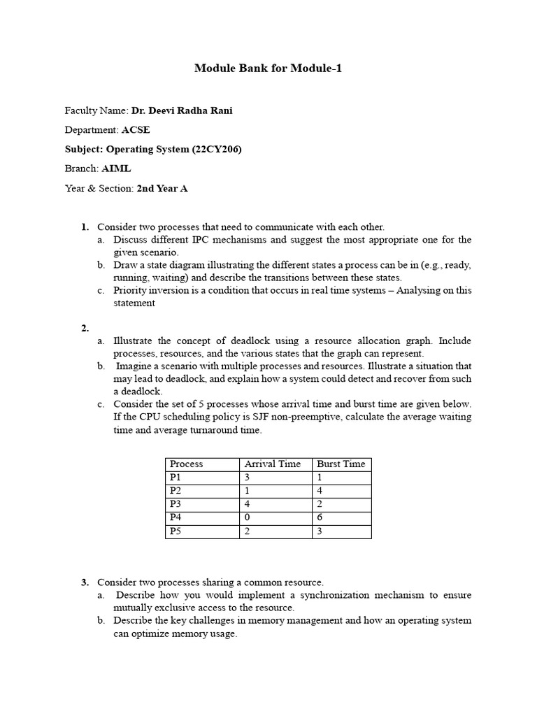 MODULE 1 2024 OS | PDF | Scheduling (Computing) | Thread (Computing)