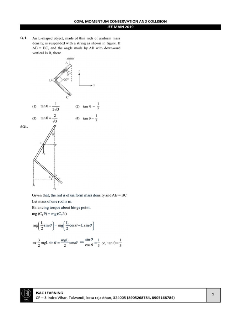 Com Momentum and Collission | PDF | Mechanics | Physics