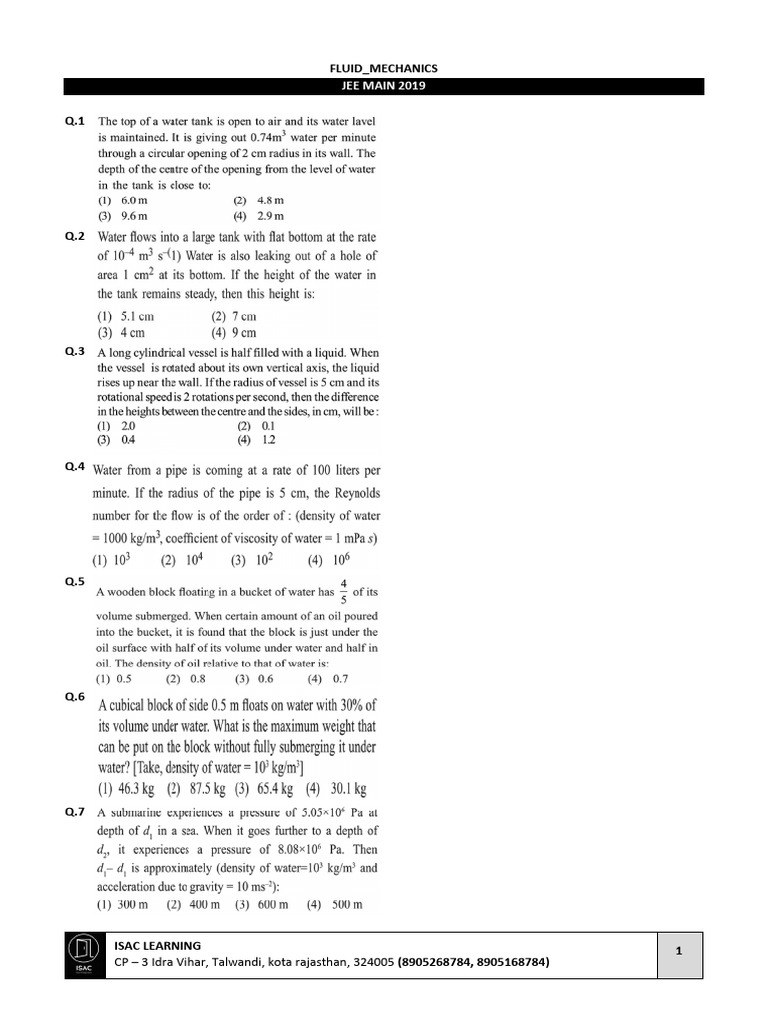 Fluid Mechanics Pyq | PDF