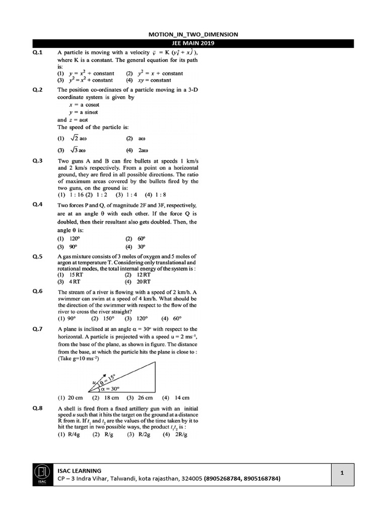 Motion in Two Dimension | PDF