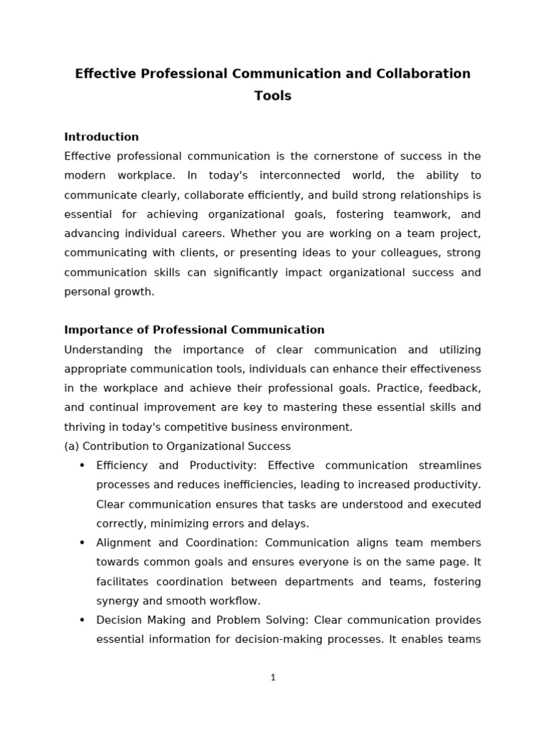 Effective Professional Communication and Collaboration Tools | PDF ...