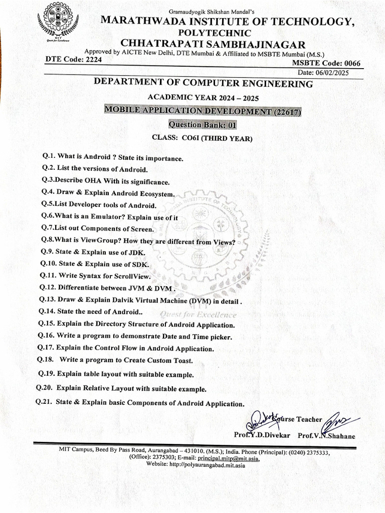 MAD Question Bank 01 | PDF