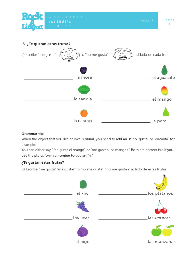 Preferencias de Frutas: Nivel 1 | PDF